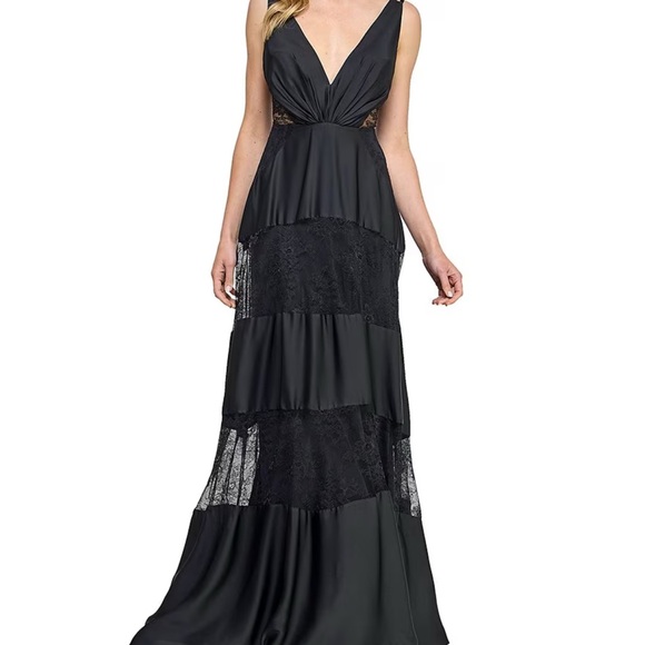 CeliaB | Dresses | Celiab Black Ruffled Tiered Sleeveless Gown Brand ...